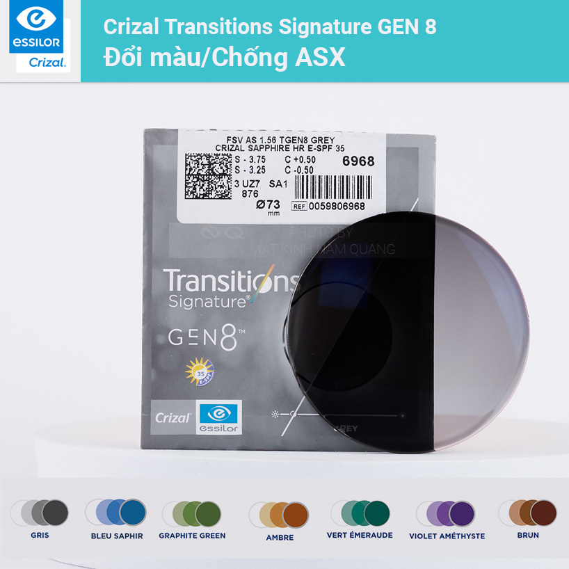 Tròng kính Essilor Transitions Signature Gen 8 - Chính hãng Tròng kính Essilor Transitions Signature Gen 8 - Chính hãng